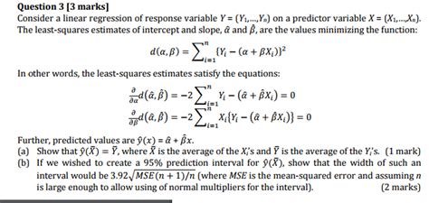 Solved Consider A Linear Regression Of Response Variable Y