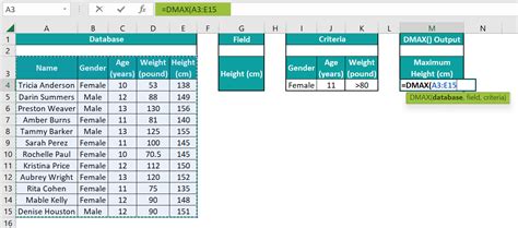 dmax excel function formula examples how to use