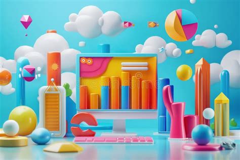 3d Illustration Style Of Business Data Analysis And Statistics Stock Illustration Illustration