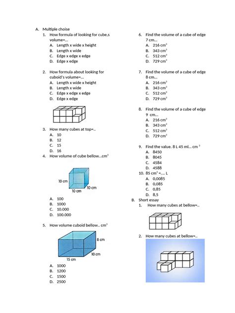 Cube And Cuboid Pdf Volume Physical Quantities