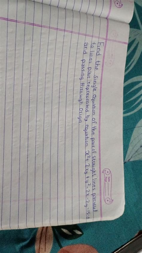 Find The Single Equation Of The Pair Of Straight Lines Parallel To Lines