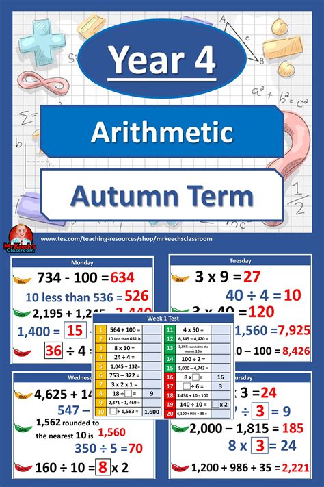 Year 4 Arithmetic Autumn Term White Rose Maths Teaching Resources