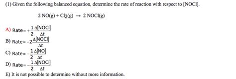 Solved 1 Given The Following Balanced Equation Determine