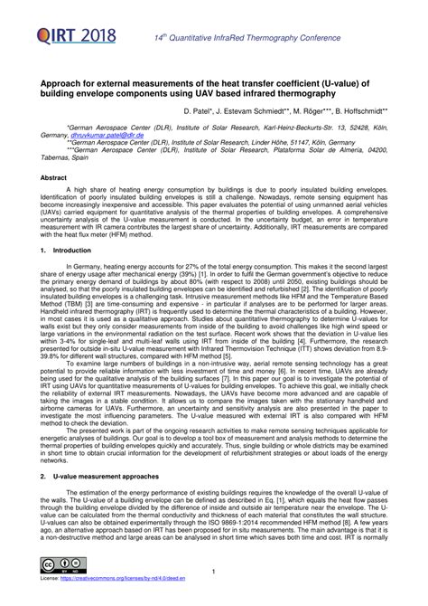 Pdf Approach For External Measurements Of The Heat Transfer Coefficient U Value Of Building