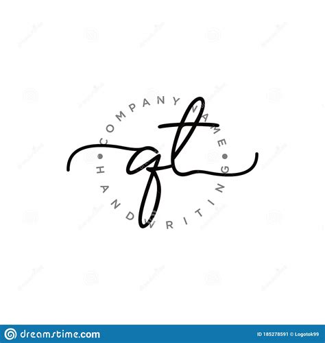 QT Initial Handwriting Logo Design Stock Vector Illustration Of Luxury Monogram 185278591