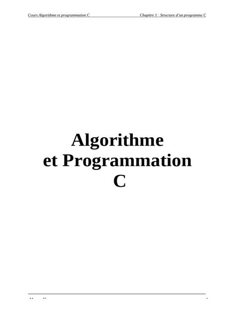 Chapitre 1 Pdf C Langage De Programmation Programme Informatique