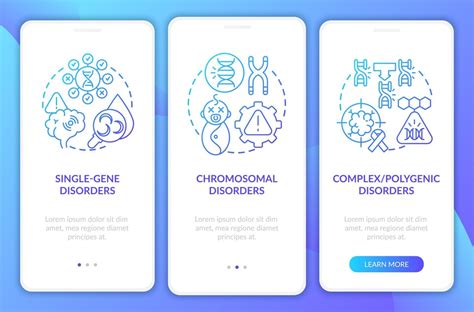 Types Of Genetic Disorders Navy Onboarding Mobile App Page Screen With