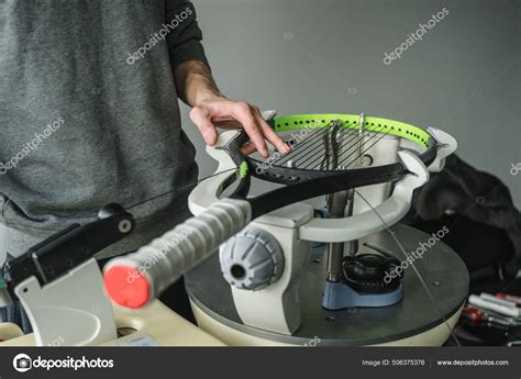 close tennis racket electronic stringing machine process replacement