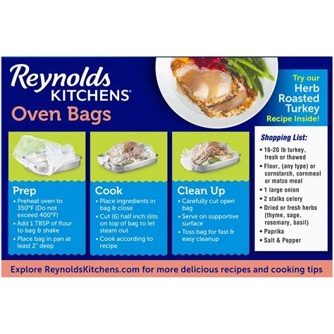 Reynolds Oven Bags Time Chart Infographic Chart Design