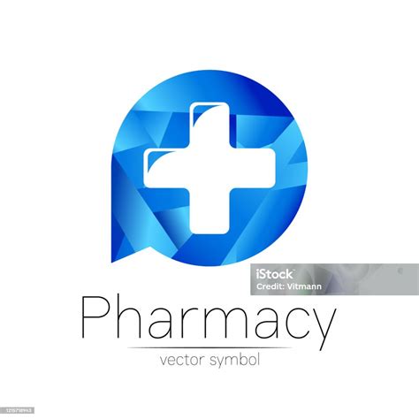 약사 제약 상점 의사 및 의학을위한 파란색 원에 십자가와 약국 벡터 기호 흰색 배경에 현대적인 디자인 벡터 로고 제약 아이콘 로고 타입입니다 인간의 건강 개발에 대한 스톡