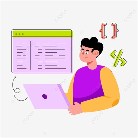 male developer flat style illustration vector development programmer