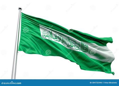 Elegant Green And White Flag Fluttering In The Wind Patriotism And