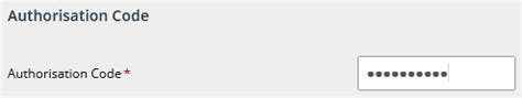 Creating Or Changing An Authorisation Code