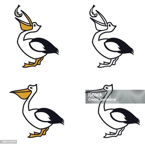 펠리컨 벡터 라인 아이콘 의 새 색상 로고 디자인 0명에 대한 스톡 벡터 아트 및 기타 이미지 0명 검은색 낚시 Istock