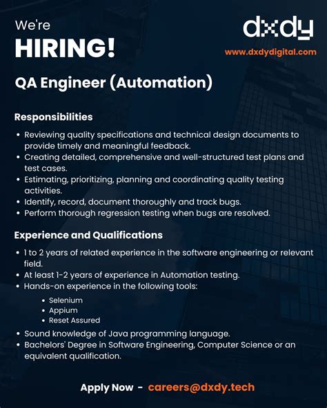Dxdy On Linkedin Qaengineer Automation Nowhiring