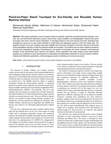 Pdf Pencil On Paper Based Touchpad For Eco Friendly And Reusable