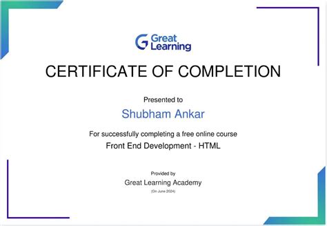 shubham ankar on linkedin completed html front end development course 🧑‍🎓🏆