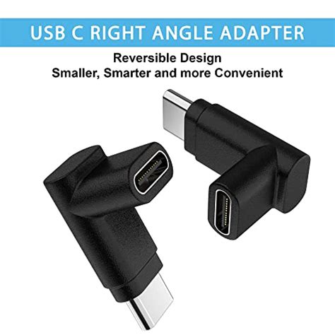 Right Angle USB C 90 Degree Adapter Up Down 3 Pack Cellularize 40Gbps Type C Male To Female