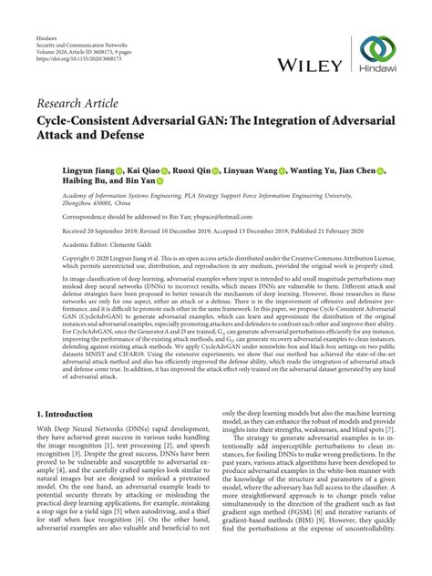 Pdf Cycle Consistent Adversarial Gan The Integration Of Adversarial Attack And Defense