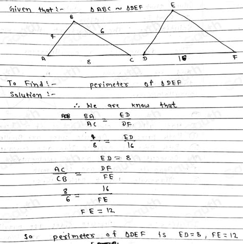 solved given delta abcsim delta def find the per delta def [calculus]