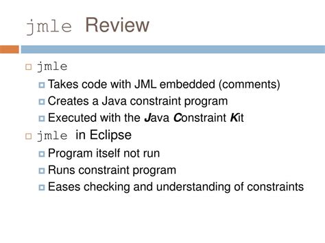 Ppt Integration Of Java Generics Into The Jmle Tool Within The Eclipse Ide Powerpoint