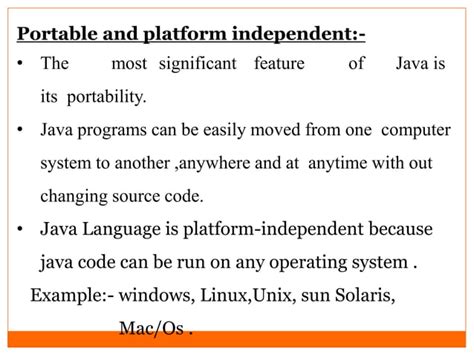 Java Language Features And Explanation With Ex Ppt