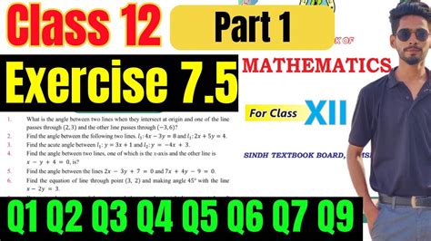 Class 12 Exercise 75 Q1 Q2 Q3 Q4 Q5 Q6 Q7 Q9 Analytical Straight Line