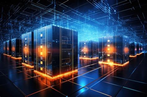 Premium Photo A Glowing Network Of Connections In Data Center Data