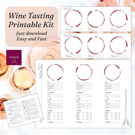 Complete Printable Wine Tasting Templates Placemats Party Digital