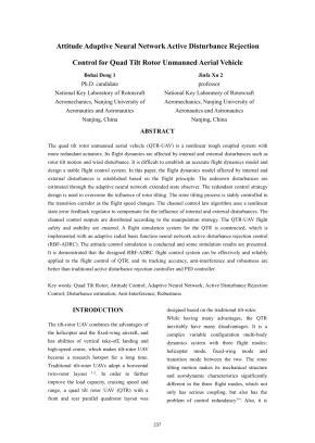 Attitude Adaptive Neural Network Active Disturbance Rejection Control For Quad Tilt Rotor