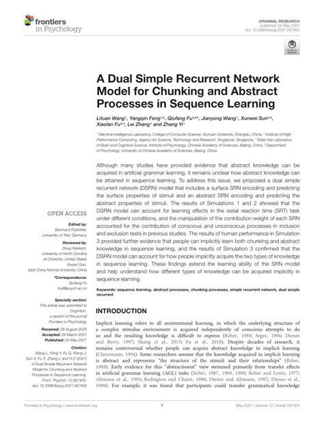pdf a dual simple recurrent network model for chunking and abstract