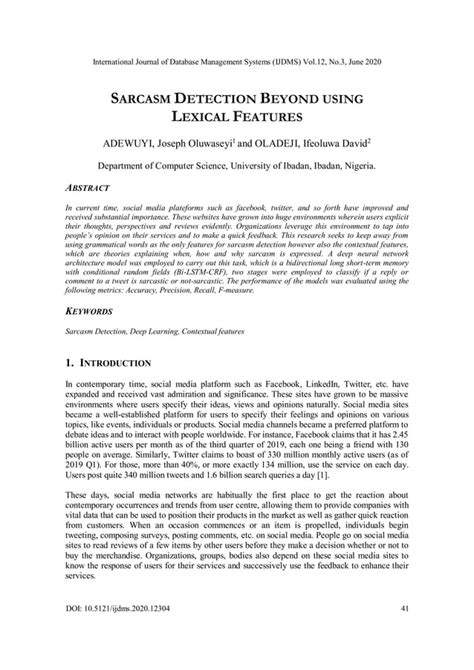 Sarcasm Detection Beyond Using Lexical Features Pdf