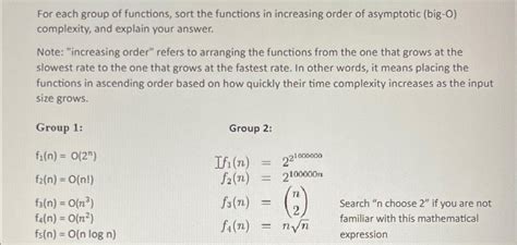 Solved For Each Group Of Functions Sort The Functions In Chegg