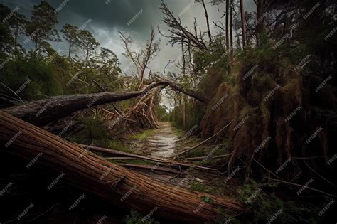 Premium Ai Image Large Trees Broken By Storm During Aftermath