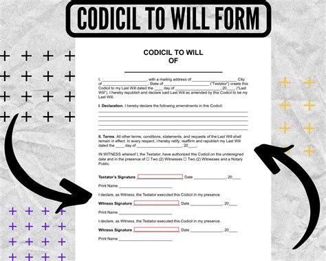 Will Codicil Will Codicil Form Will Codicil Templates Last Will