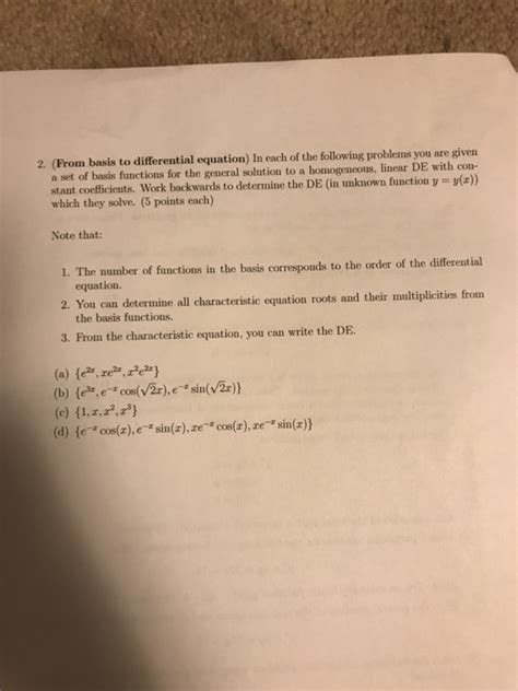 Solved From Basis To Differential Equation In Each Of Chegg