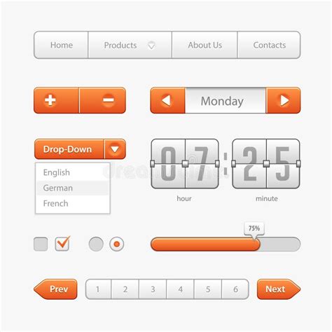 light ui controls web elements buttons switchers stock vector