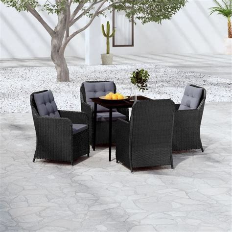 5 Piece Garden Dining Set Black Vidaxl Big W