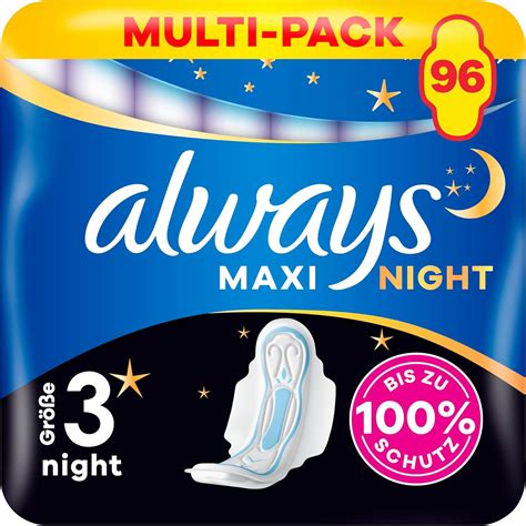 Always Maxi Secure Night Binden Größe 4 Flügel 96 Binden 8 X 12