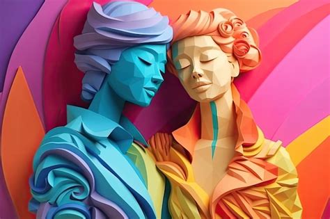 Premium Photo 3d Papercut Colorful Lgbtq Couple Illustration For