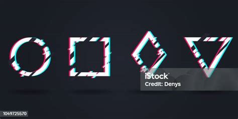 벡터의 왜곡 된 결함 스타일 프레임 설정합니다 현대 결함 로고입니다 원형 사각 삼각형 마름모 왜곡된 결함 스타일 디자인 배너 포스터 커버에 대 한 현대 유행 배경