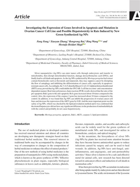 Pdf Investigating The Expression Of Genes Involved In Apoptosis And Mutation In Ovarian Cancer