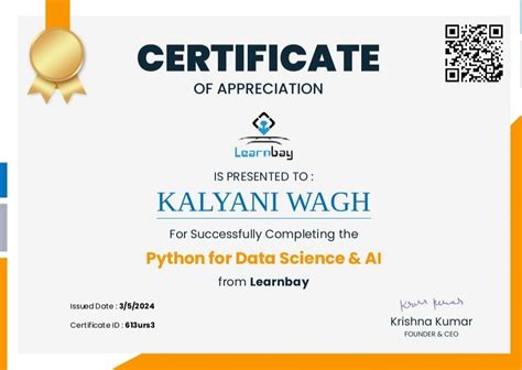 Kalyani Wagh On Linkedin Datascience Python Achievementunlocked Careergoals Learnbay