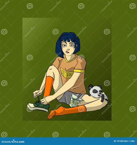 Panda With A Beautiful Male Body In Swimming Trunks And Shoes A Guy