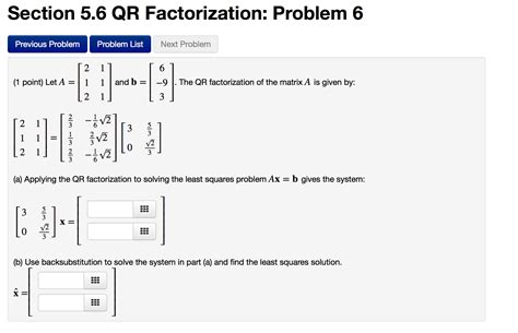 Solved Section 5 6 Qr Factorization Problem 6 Previous