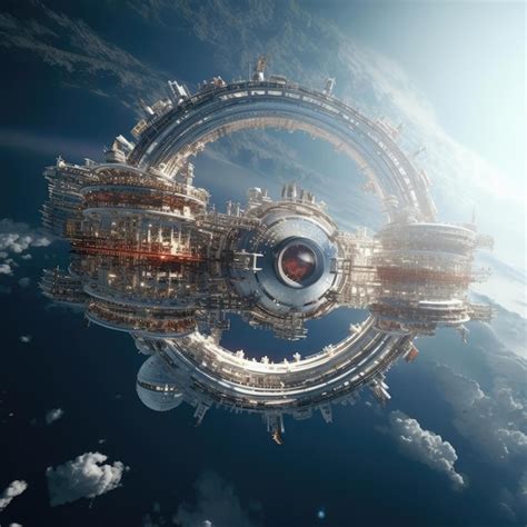 Premium Ai Image A Large Circular Space Station In Space