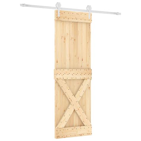 Vidaxl Sliding Door Natural And White 70 X 210 Cm Solid Pine Wood