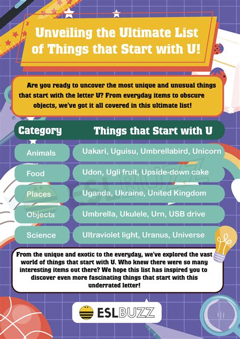 Objects That Start With Letter U