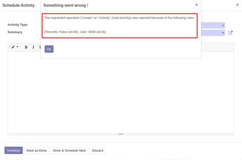 Internal User Can Not Create Mail Activity Issue Odoo Odoo GitHub