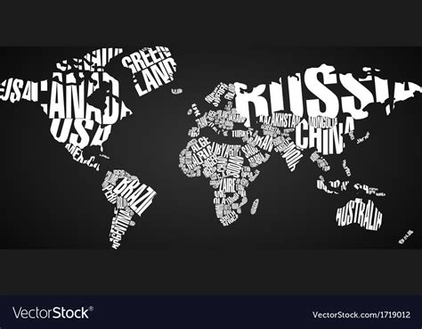 World Map In Typography Royalty Free Vector Image